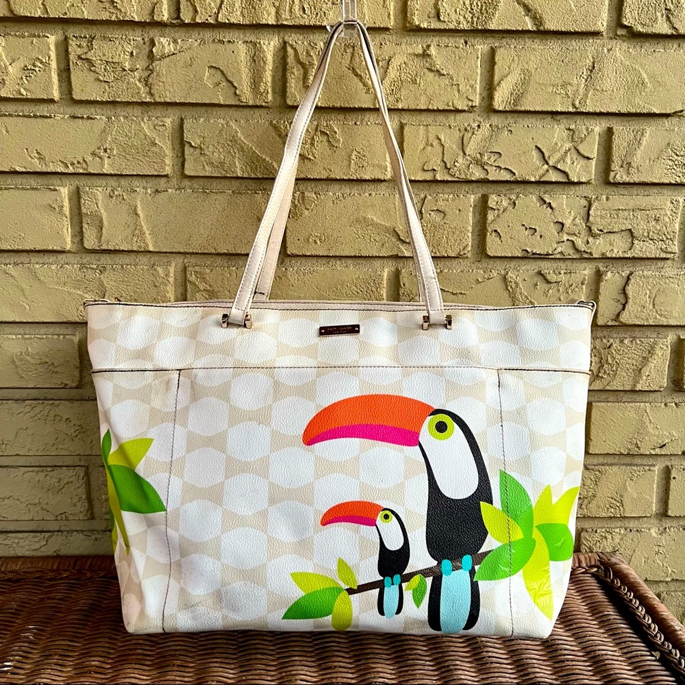 Kate Spade Cream Beige Toucan Leather Diaper Baby Bag… - Gem